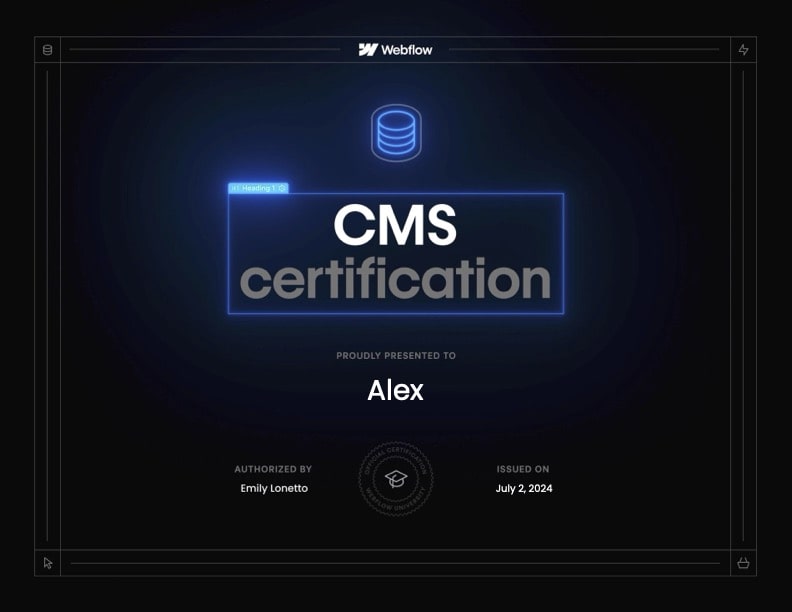 Webflow Certification | iwork3 | alex chong